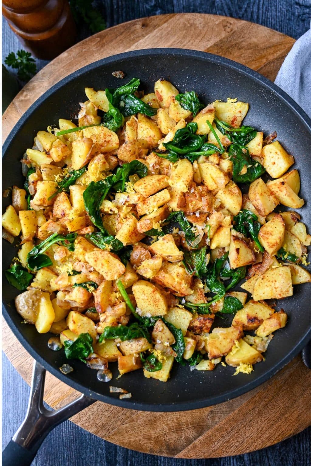 Potato and Spinach Saute breakfast recipe- Amee's Savory Dish