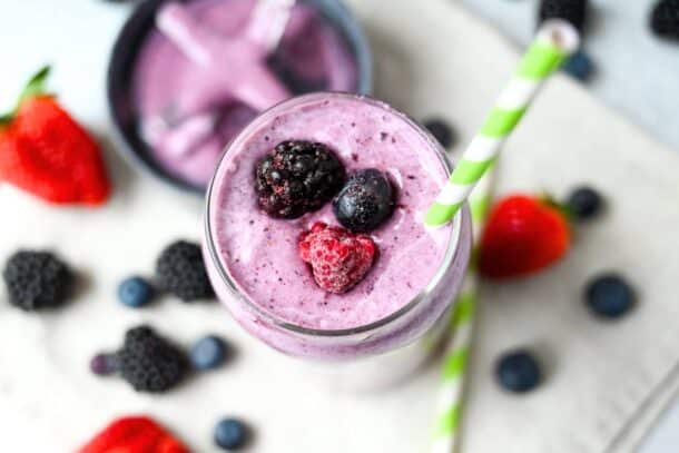Mixed Berry Protein Shake Recipe- Amee's Savory Dish