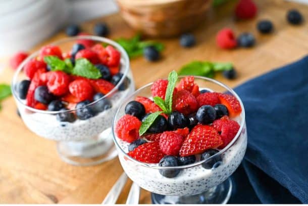Chia Parfaits with Greek Yogurt and Summer Berries