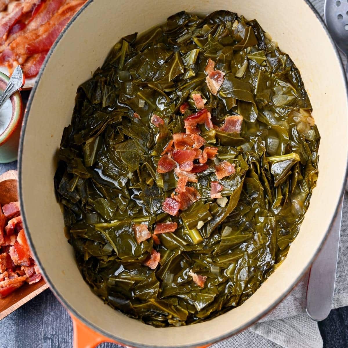 Braised Collard Greens with Bacon - Amee's Savory Dish