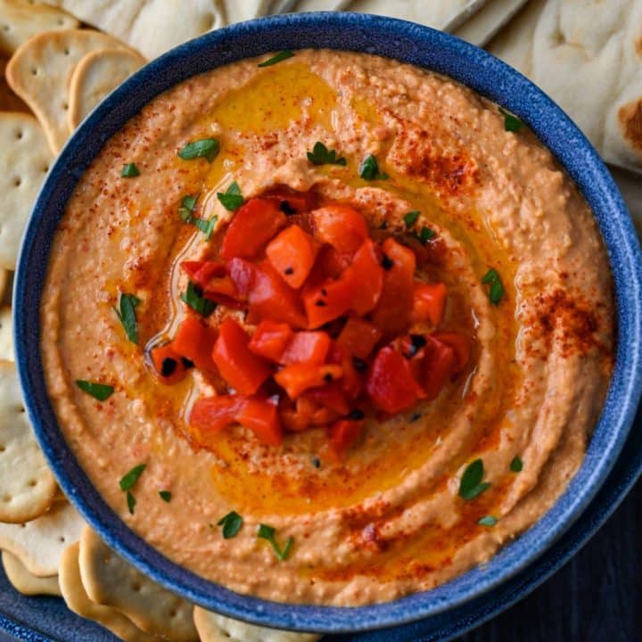 Paprika Hummus with Roasted Red Peppers - Amee's Savory Dish