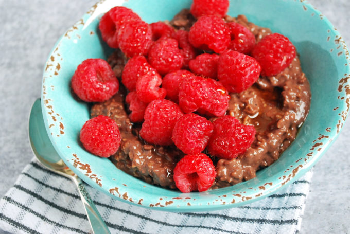Easy Chocolate Raspberry Protein Oats Recipe- Amee's Savory Dish