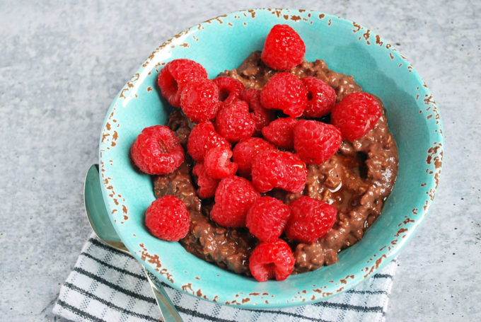 Easy Chocolate Raspberry Protein Oats Recipe- Amee's Savory Dish