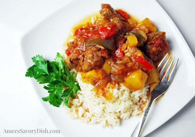 Easy Slow Cooker Mango Salsa Beef- Amee's Savory Dish