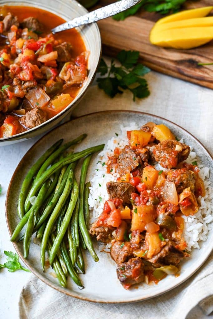 Easy Slow Cooker Mango Beef {Instant Pot Option}