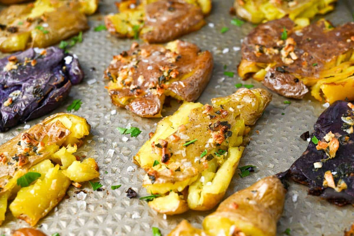 Perfect Smashed Fingerling Potatoes- Amee's Savory Dish