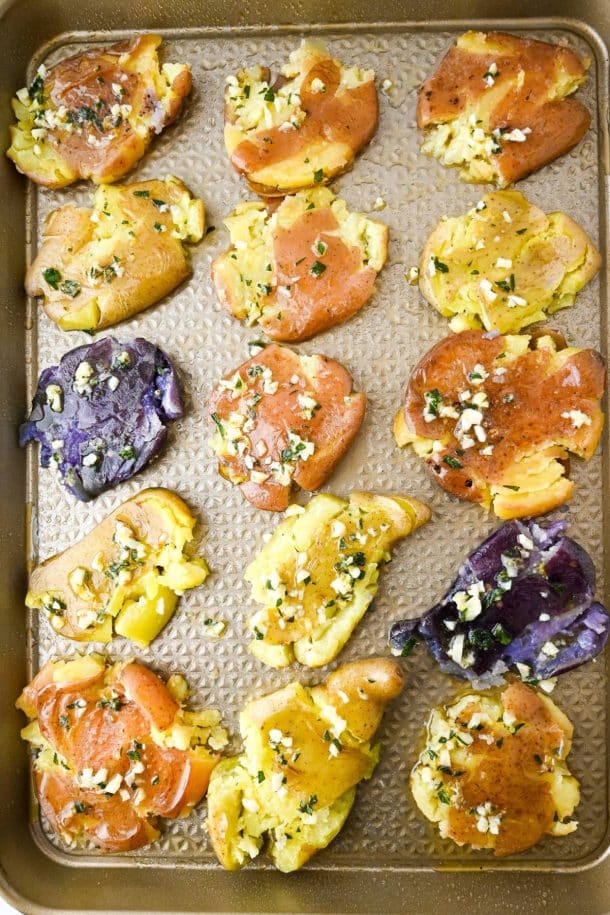 Perfect Smashed Fingerling Potatoes- Amee's Savory Dish