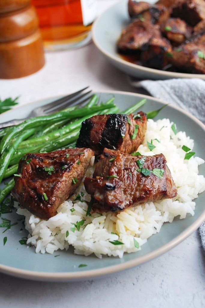 Easy Bourbon Grilled Steak Tips - Amee's Savory Dish