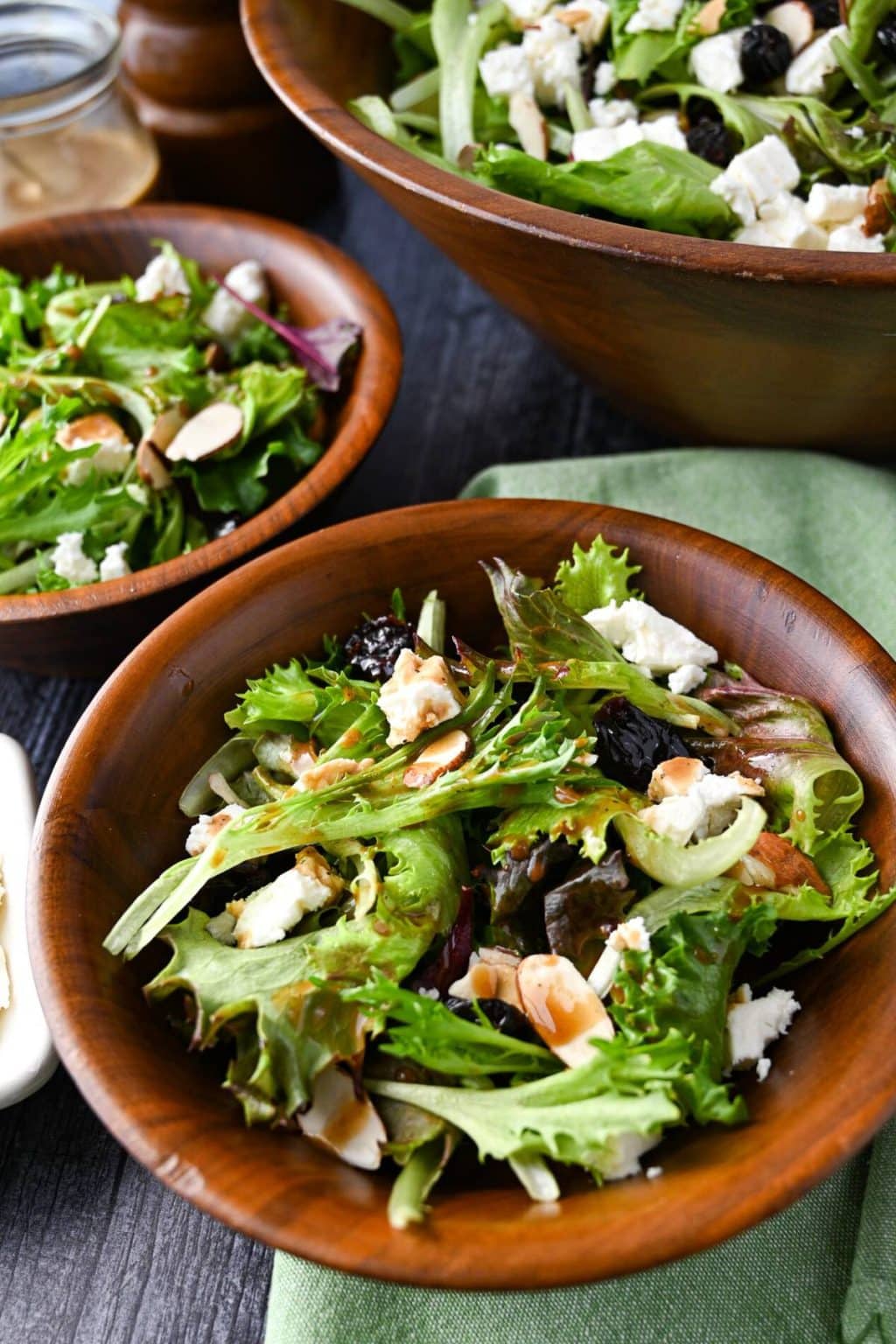 Easy Mixed Greens Salad with Cherries, Almonds & Feta