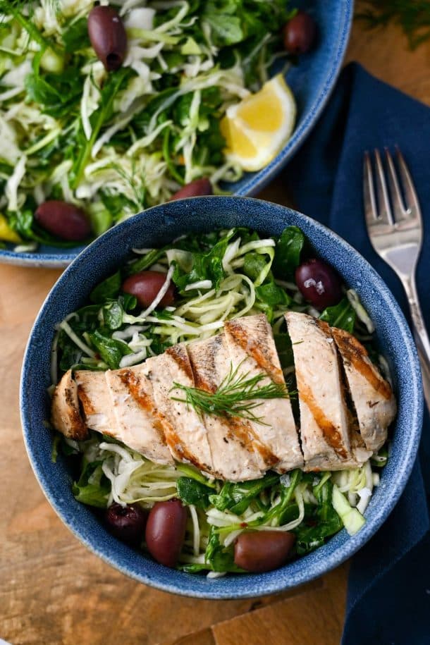Greek Cabbage Salad with Grilled Chicken {Lahanosalata}