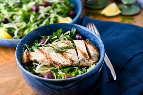 Greek Cabbage Salad with Grilled Chicken {Lahanosalata}